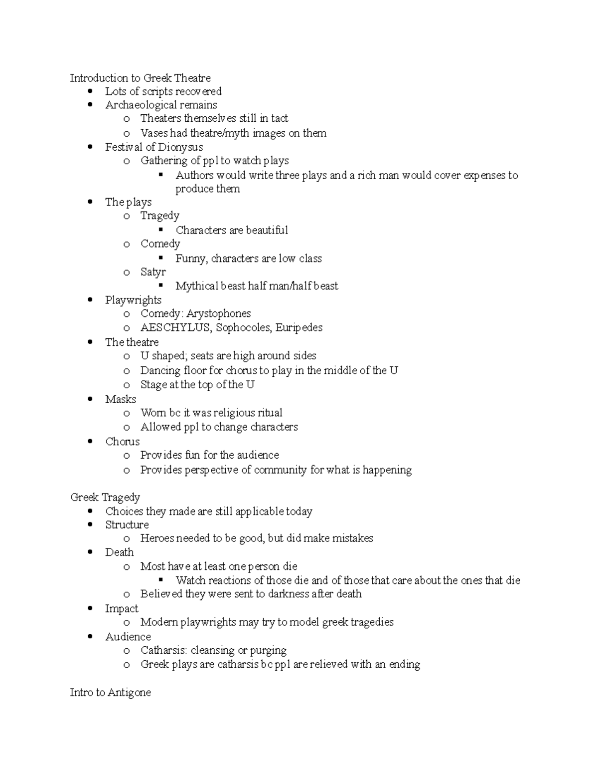 Greek Theatre - Lecture notes 3 - Introduction to Greek Theatre Lots of ...