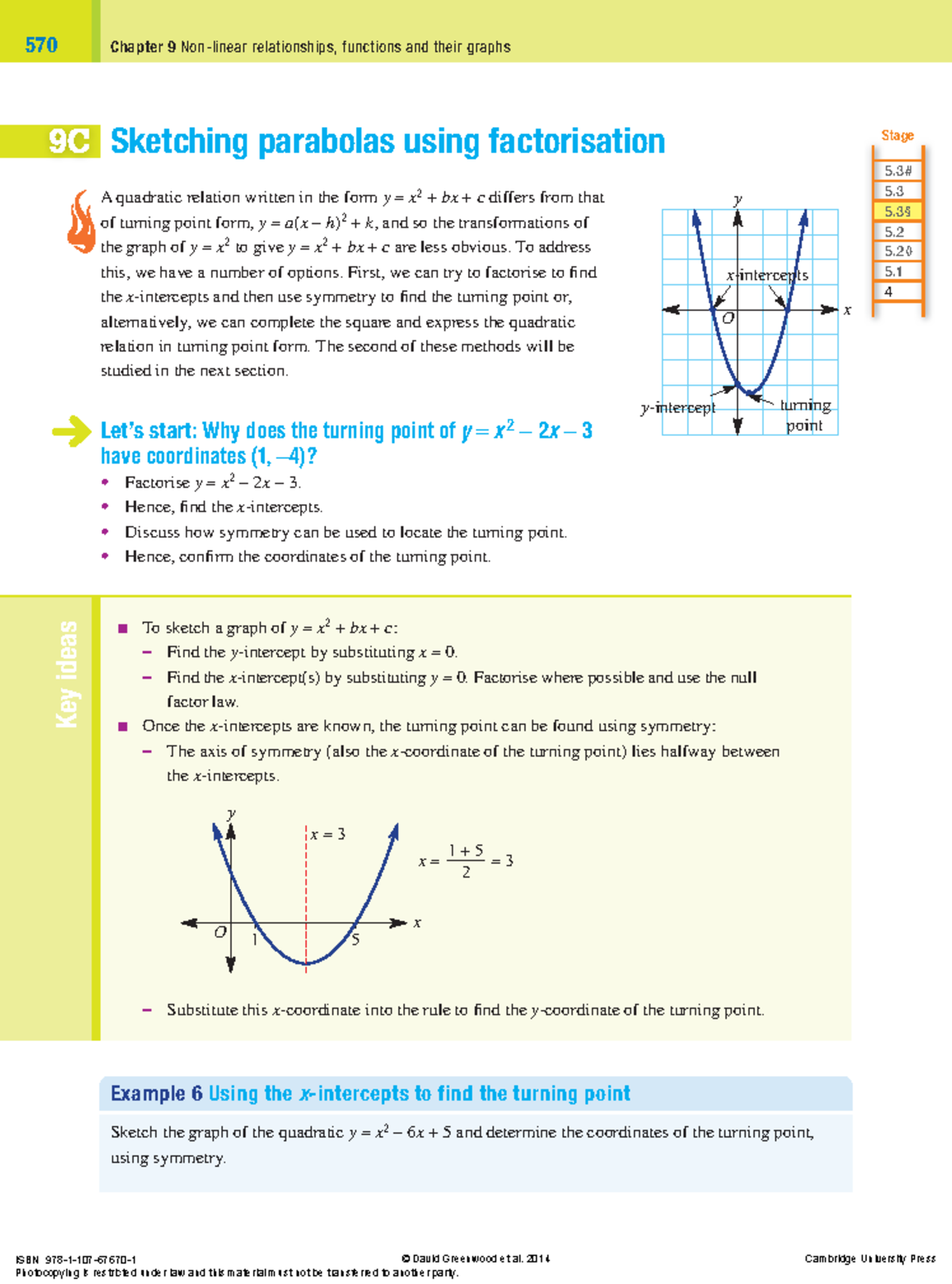 3. Sketching parabolas using factorisation - 570 Chapter 9 Non-linear ...