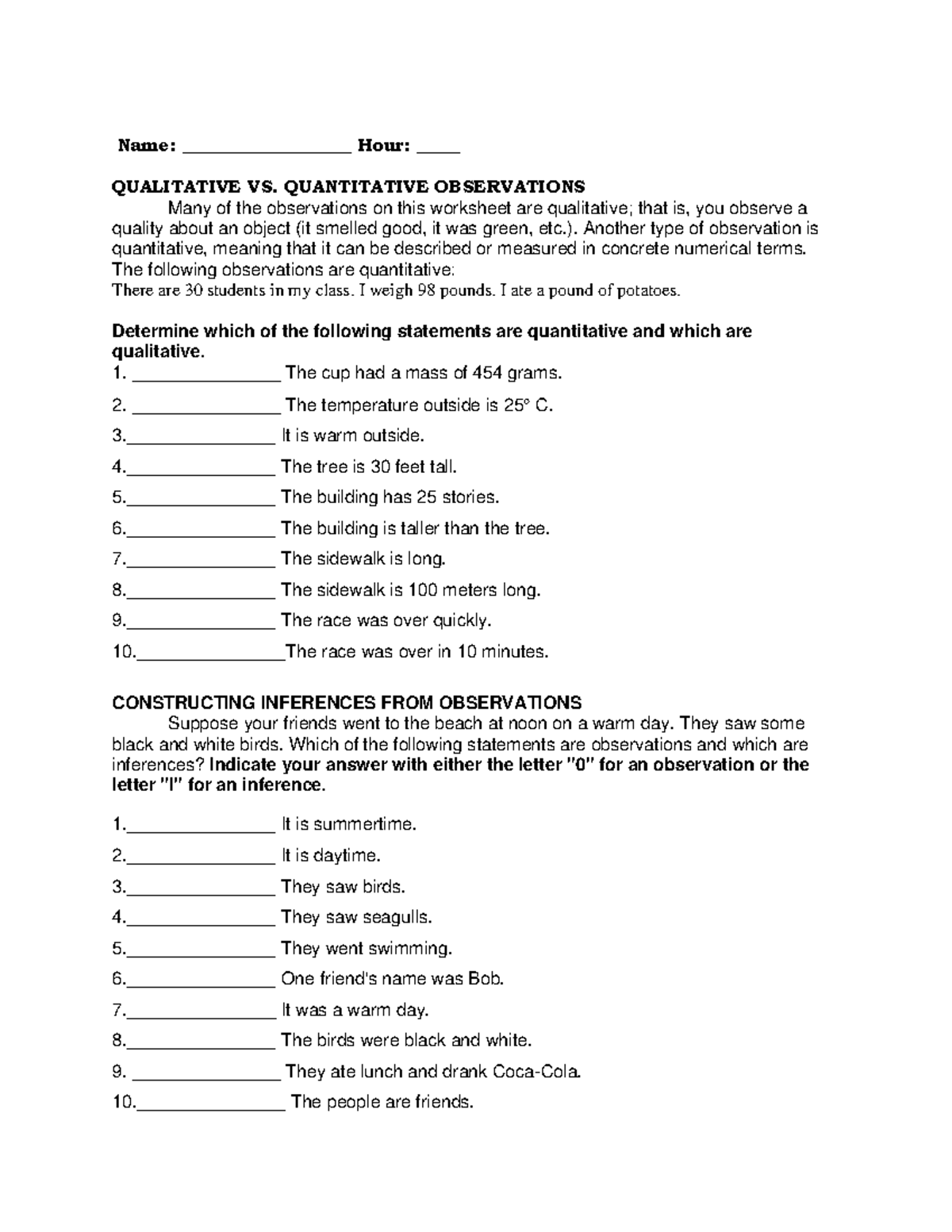 4b Qualitative and Quantitative Worksheet - Name ...
