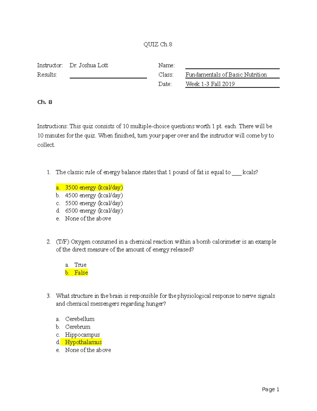 NUT FALL 2019 Quiz Ch - Quiz 8 covered by power points with questions ...