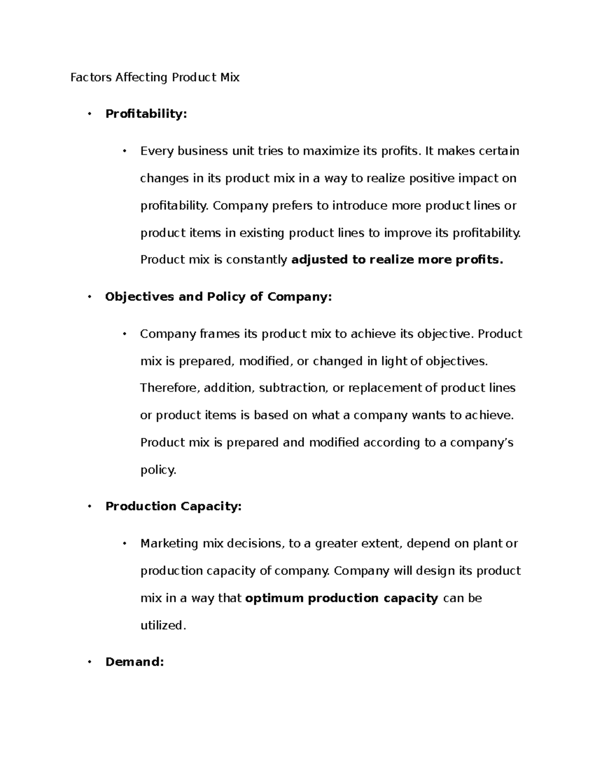 Factors Affecting Product Mix - Factors Affecting Product Mix ...