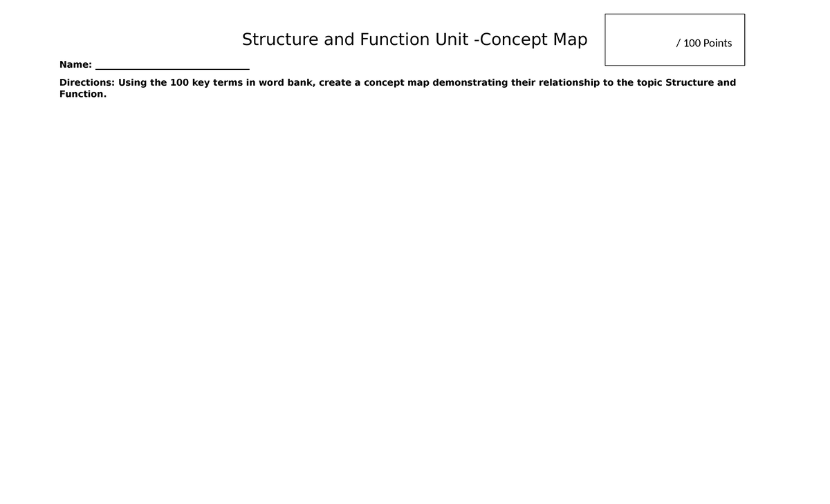 Structure+and+Function+Concept+Map - Structure and Function Unit ...