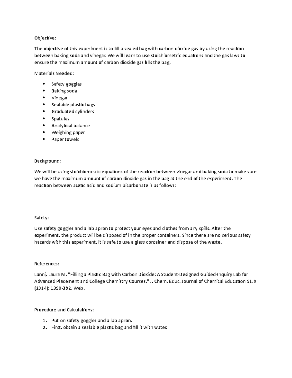 Ideal Gas Law - Report - assignment - Objective: The objective of this ...