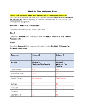 Module four wellness plan - Module Four Wellness Plan GO TO FILE ...