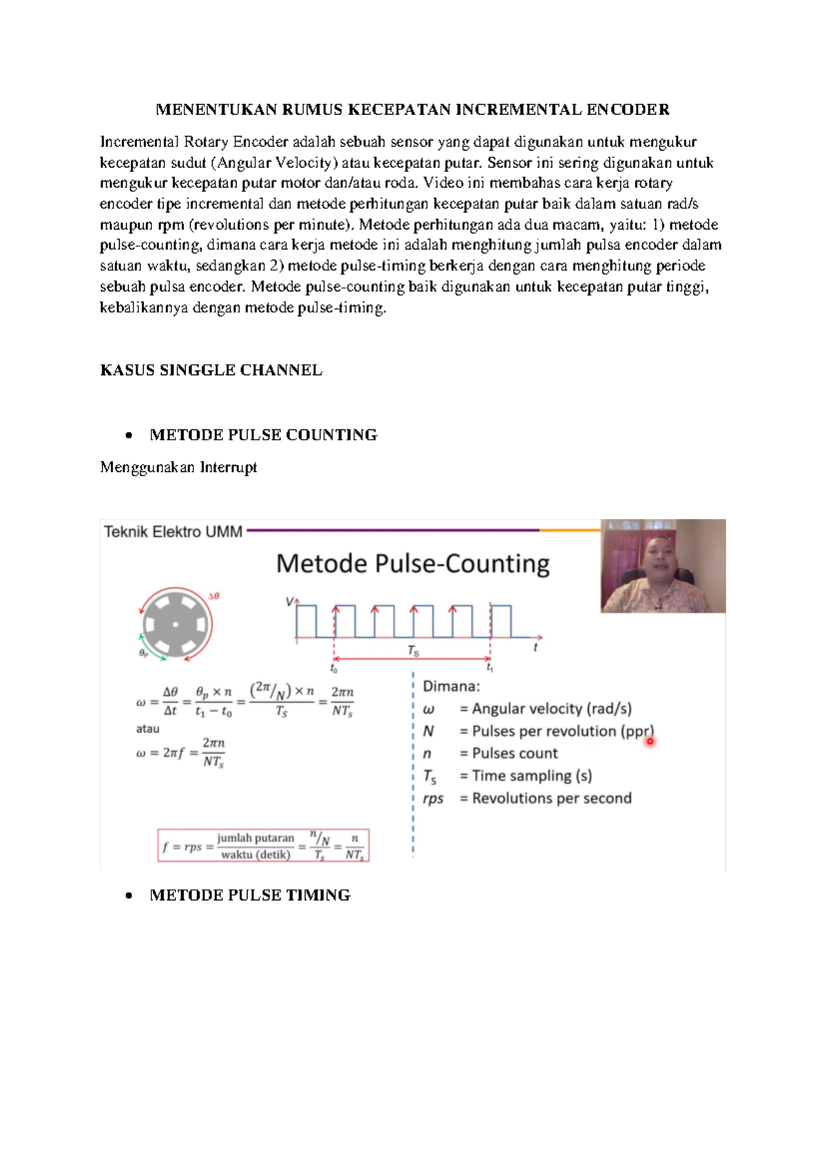 Listrik ac dan dc - MENENTUKAN RUMUS KECEPATAN INCREMENTAL ENCODER ...