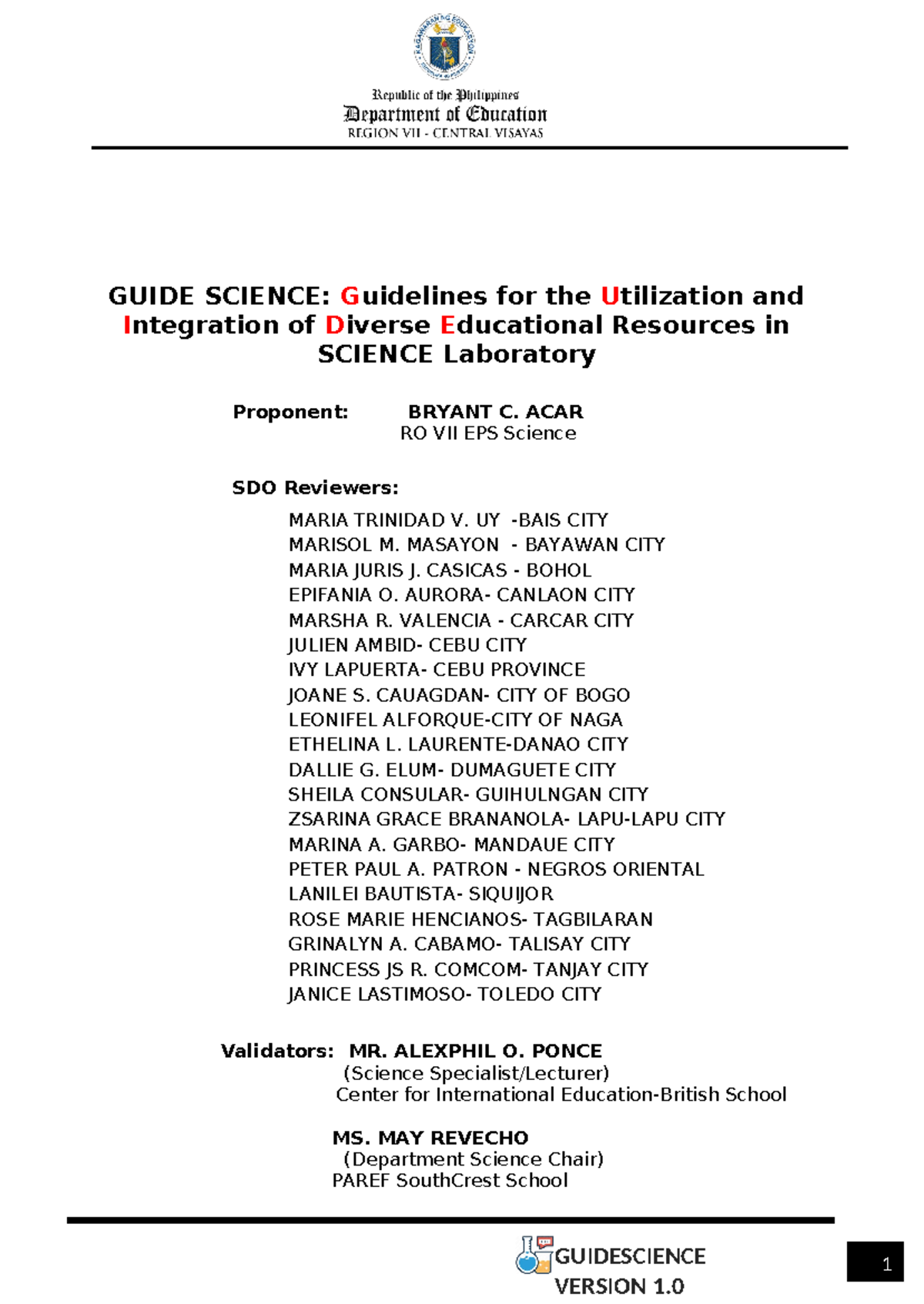 Guide Science Version 1 August 14, 2024 - GUIDESCIENCE 1 GUIDE SCIENCE ...