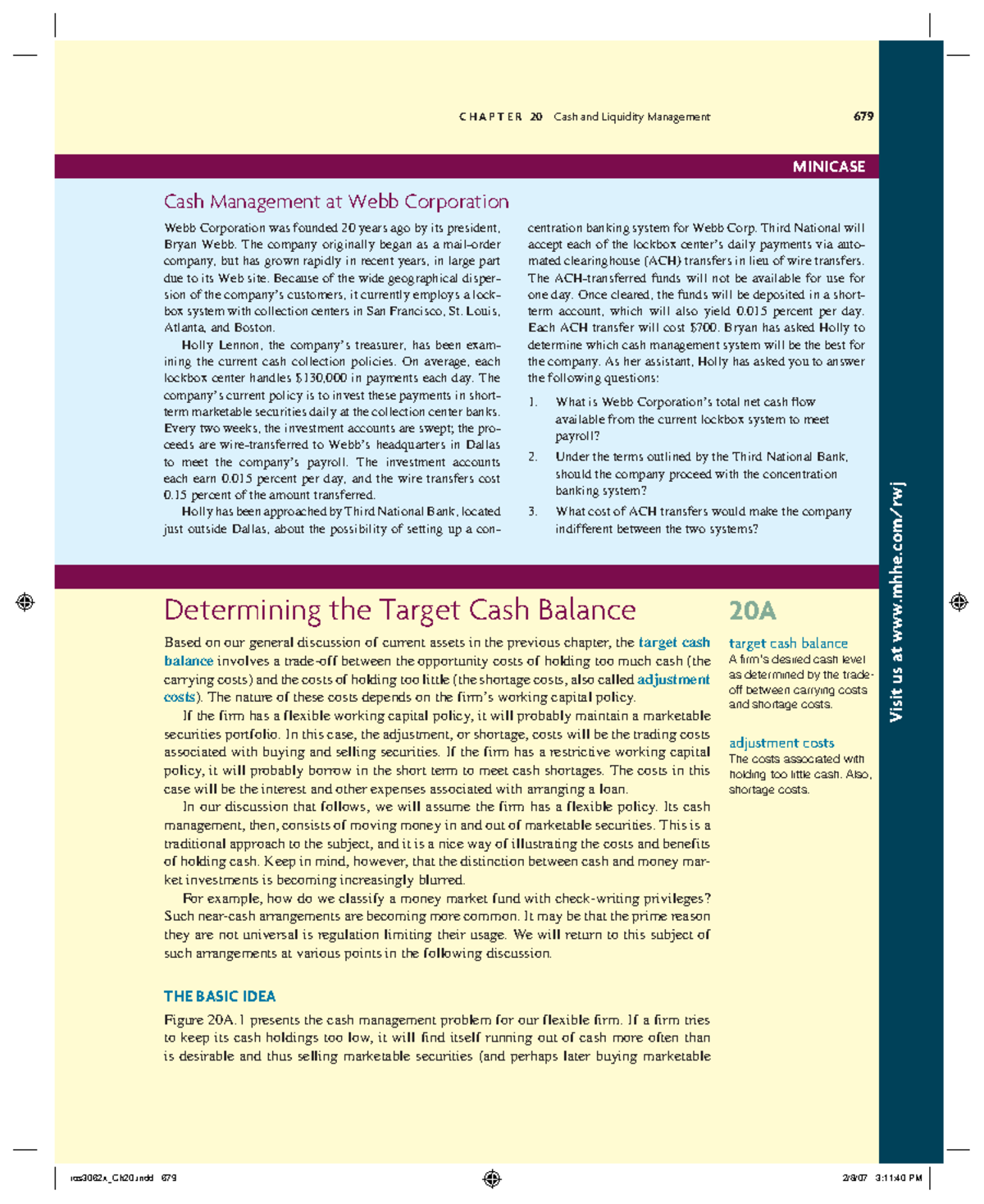 20A Cash And Liquidity Management 4201 - C H A P T E R 20 Cash and Liquidity Management 679 ...
