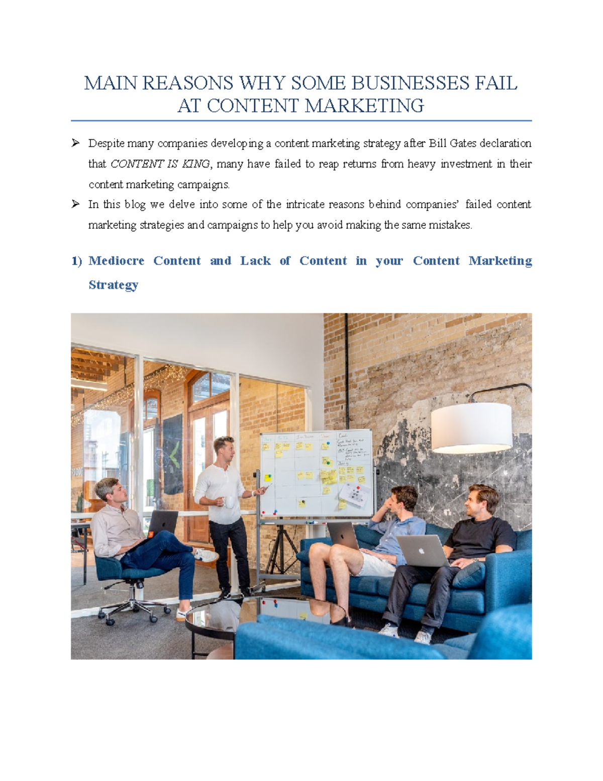 Content Marketing Failures - MAIN REASONS WHY SOME BUSINESSES FAIL AT ...