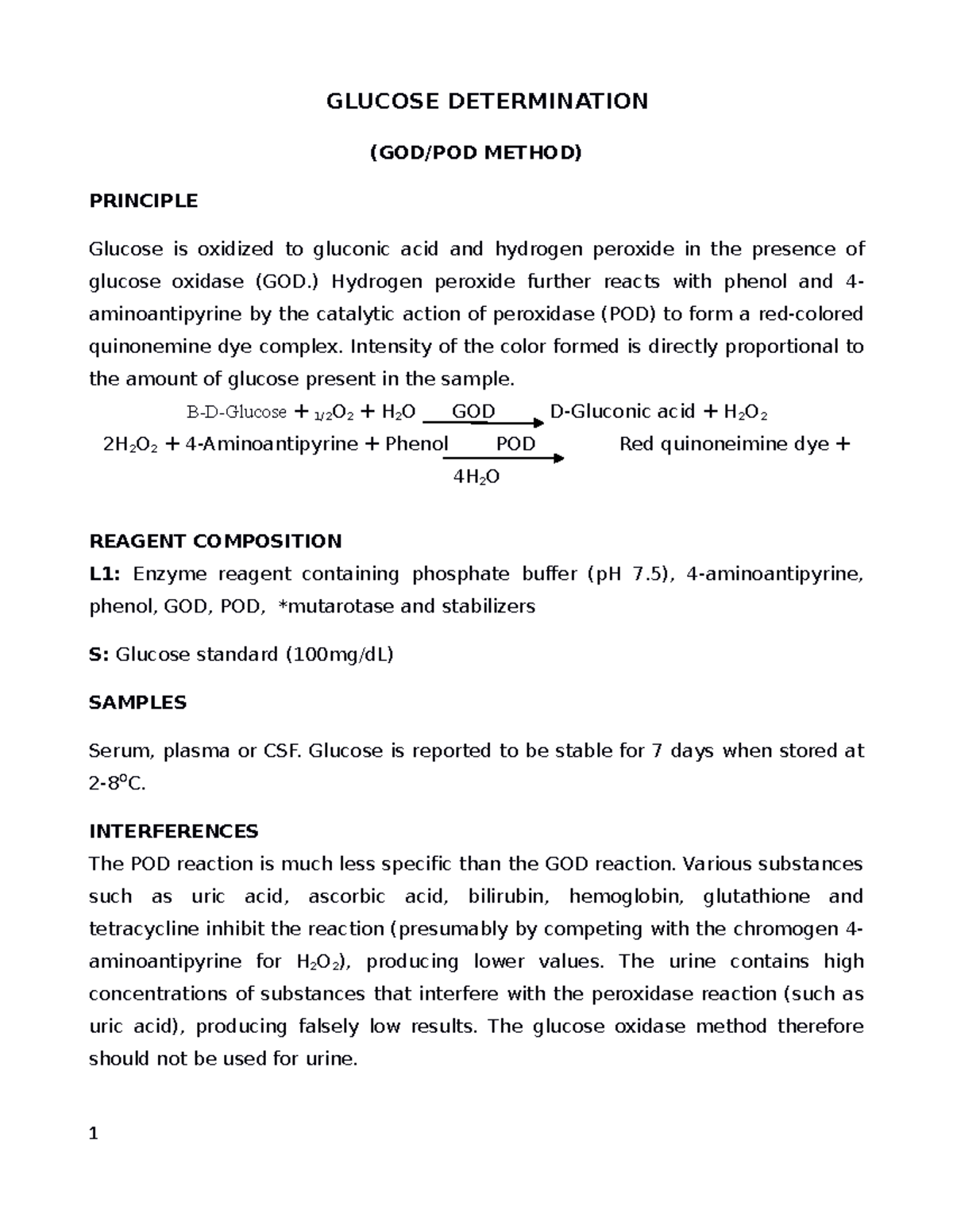 Module 3 - 2023-Laboratory Manual - GLUCOSE DETERMINATION (GOD/POD ...