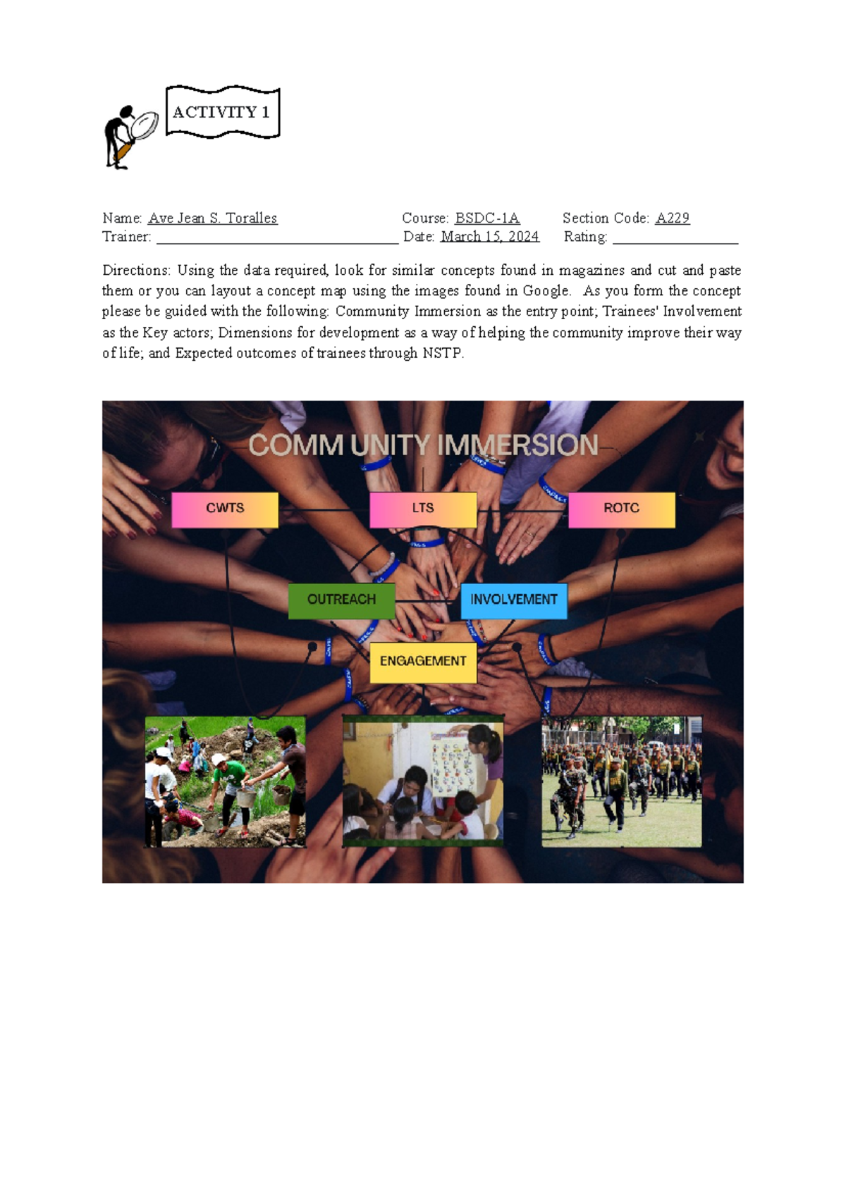 UNIT-1-Activity NSTP - ACTIVITY 1 Name: Ave Jean S. Toralles Course ...