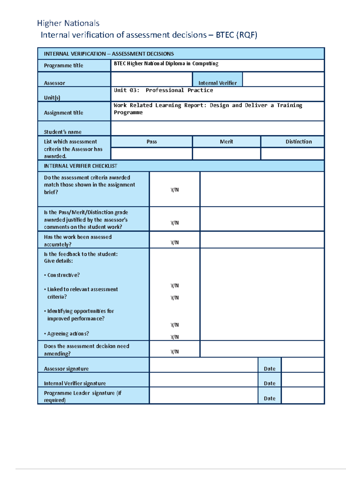 Assign - dcwcds - Higher Nationals Internal verification of assessment ...