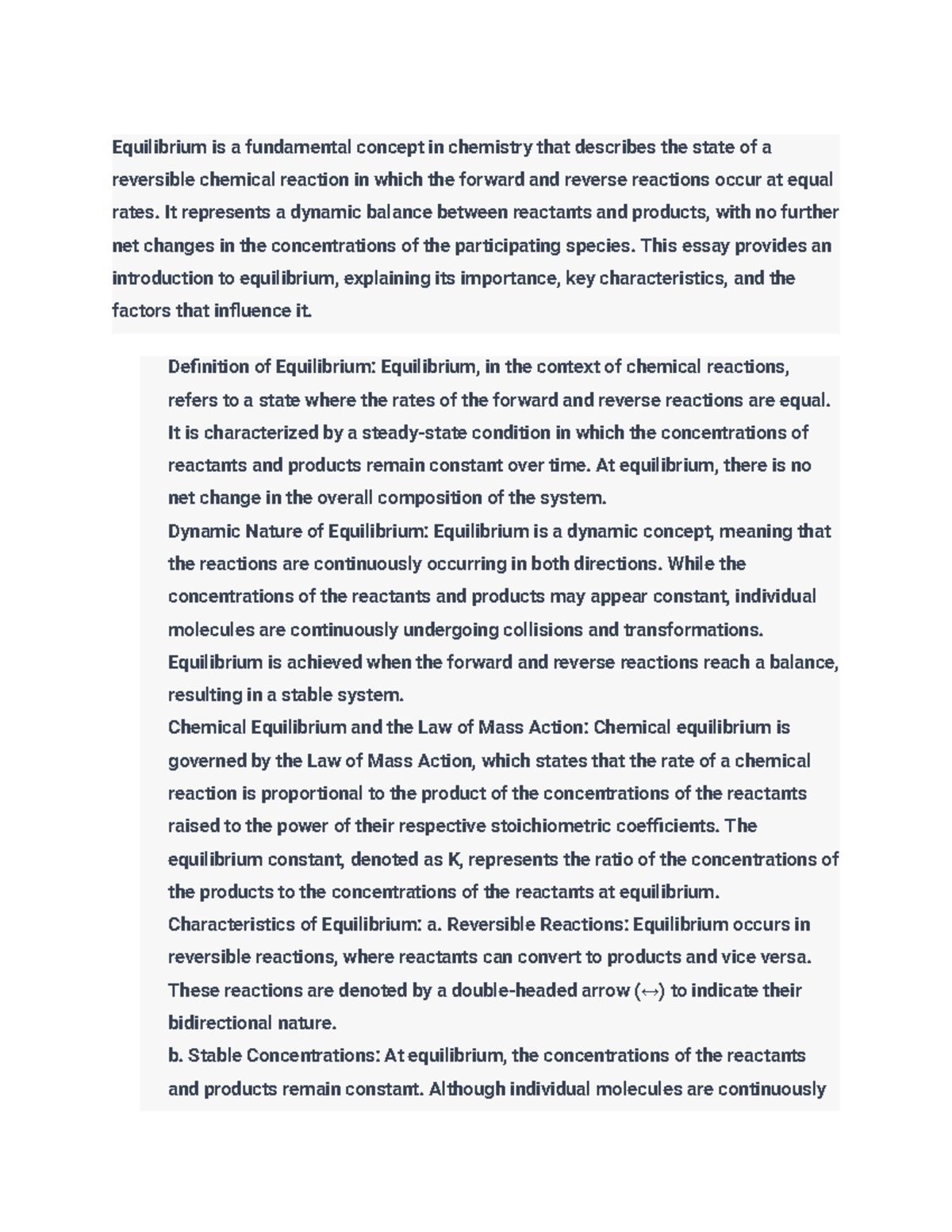 Unit 7 Introduction to equilibrium - Equilibrium is a fundamental ...