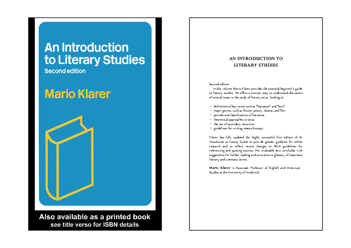 An introduction to literary studies Final - AN INTRODUCTION TO LITERARY ...