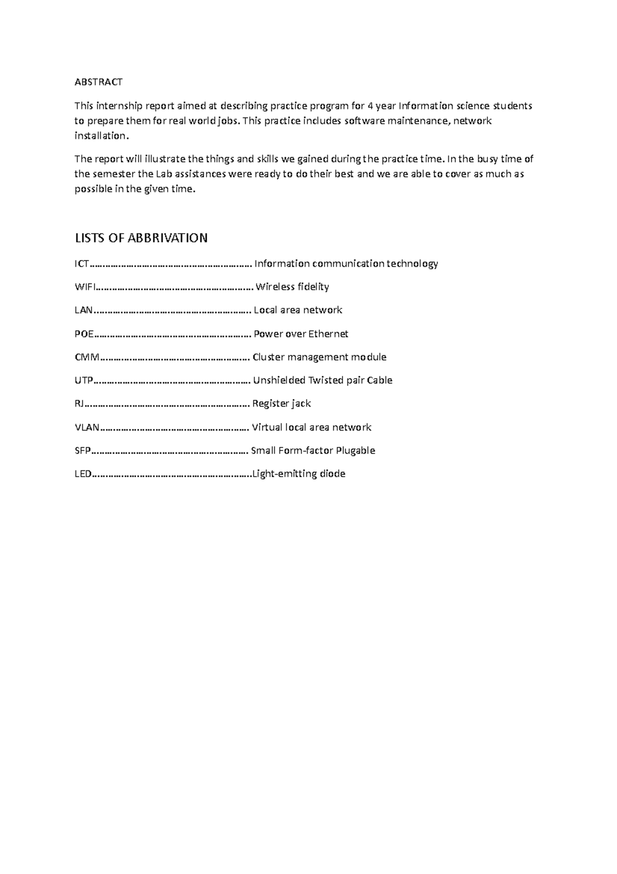 Internship report - This practice includes software maintenance ...