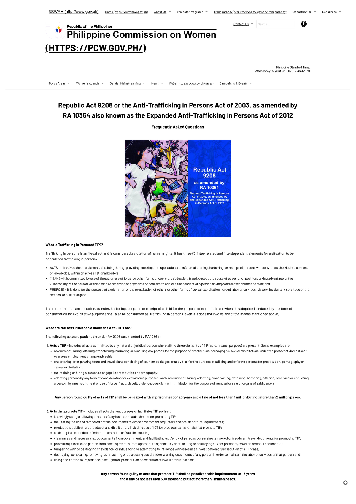 FAQs Republic Act 9208 or the Anti-Trafficking in Persons Act of 2003 ...