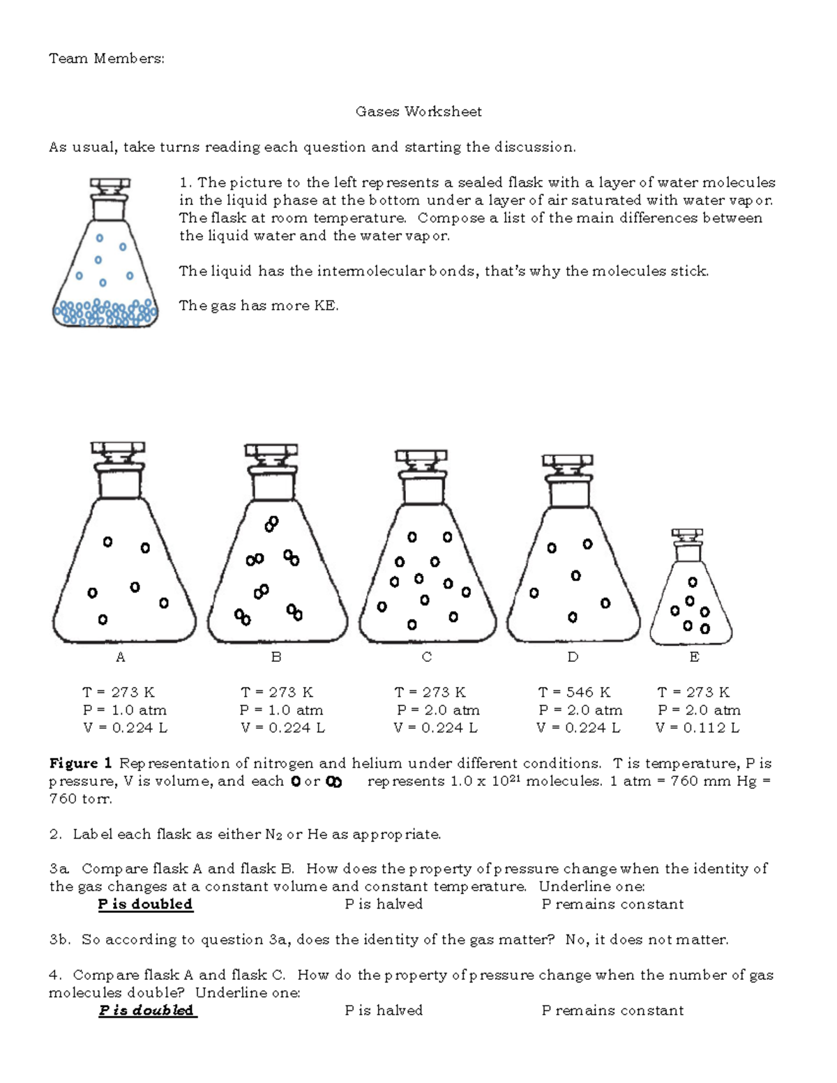 Answers chapter 5 gas laws - Team Members: Gases Worksheet As usual ...
