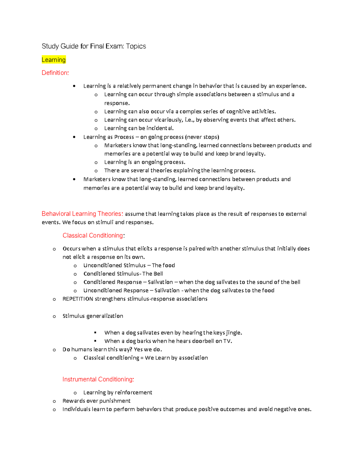 Study Guide for Final Exam Topics - Study Guide for Final Exam: Topics ...