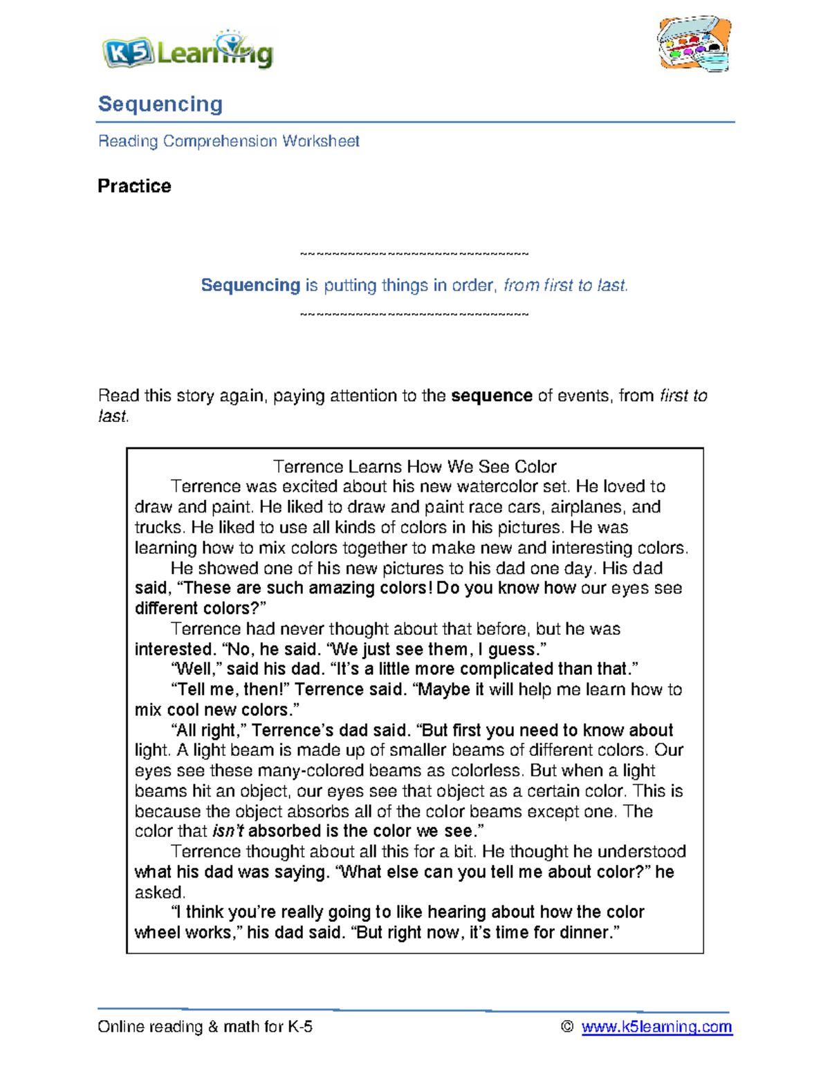 Grade 5 sequencing a - essay - Online reading & math for K-5 ...