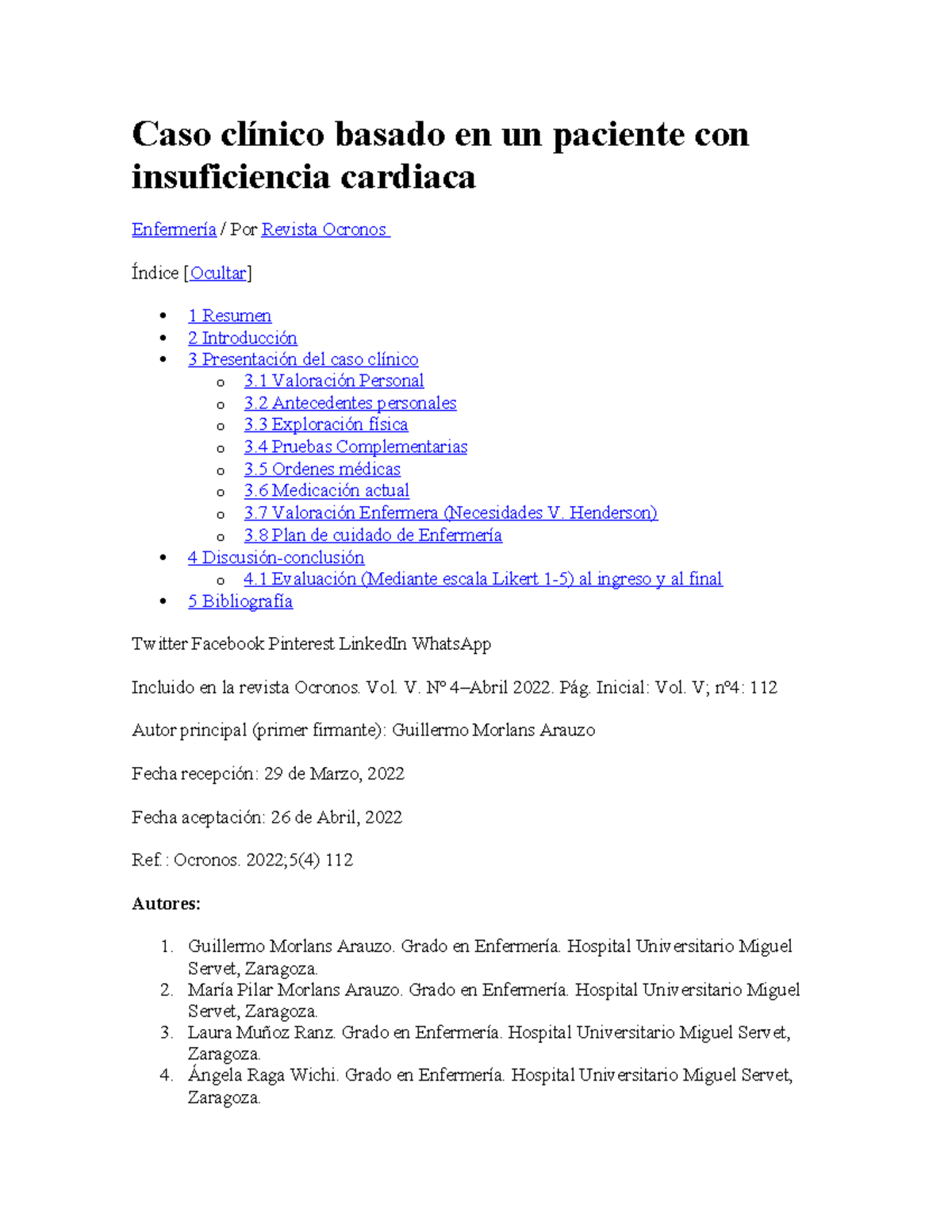 Caso clínico basado en un paciente con insuficiencia cardiaca 11111111 ...