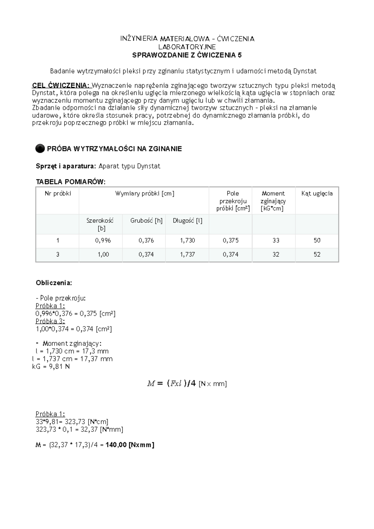 Sprawozdanie-cw-5 - ⚫ INŻYNIERIA MATERIAŁOWA - ĆWICZENIA LABORATORYJNE ...