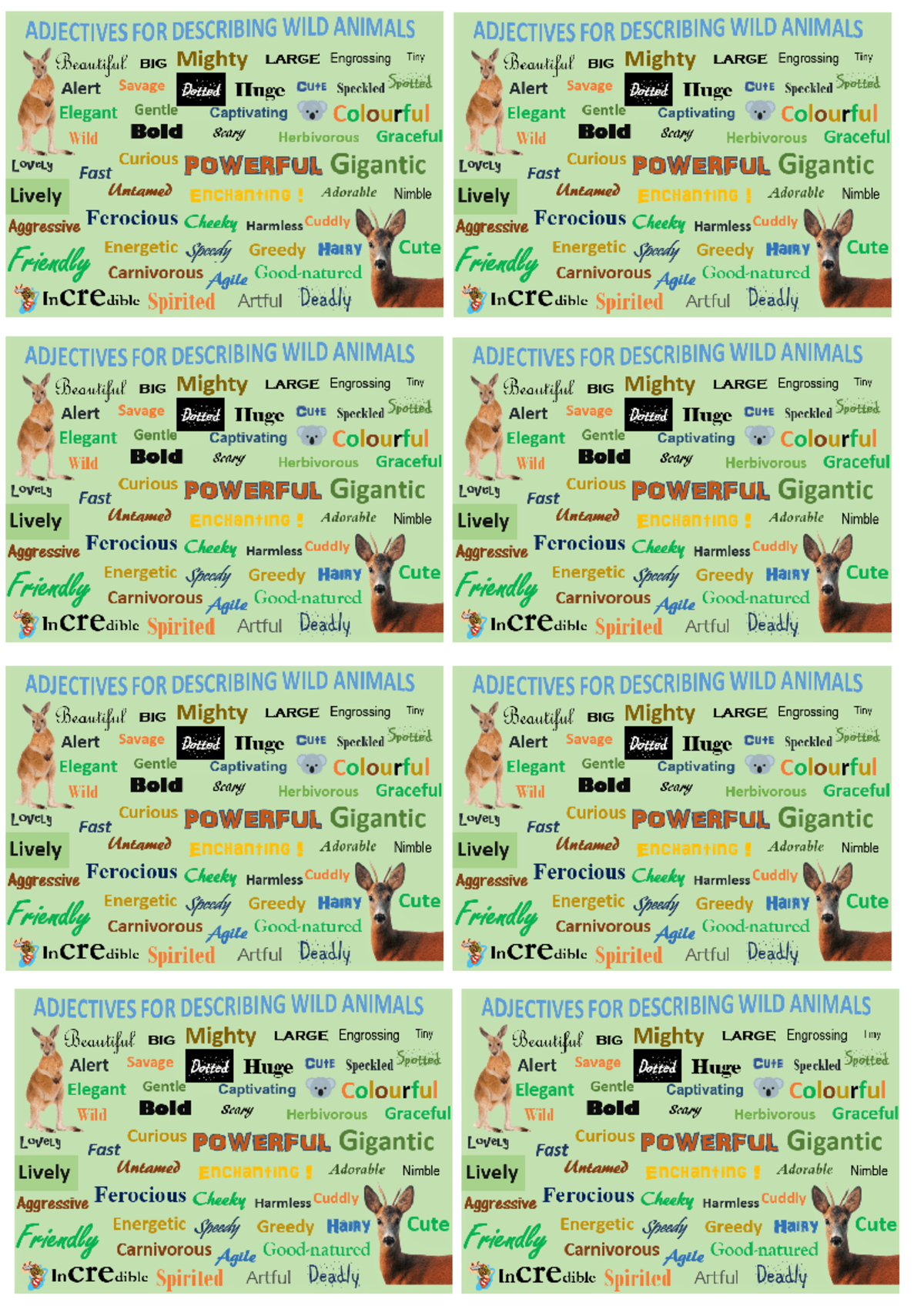 Adjective to describe animals - ADJECTIVES FOR DESCRIBING WILD ANIMALS ...