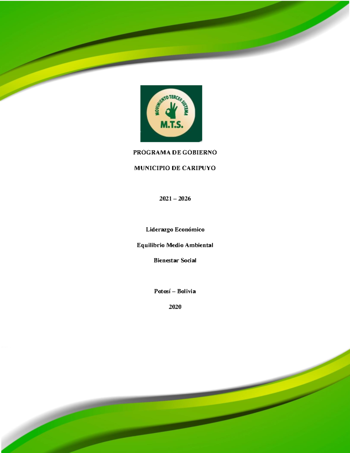 Caripuyo PGM - PROGRAMA DE GOBIERNO MUNICIPIO DE CARIPUYO 2021 – 2026 ...