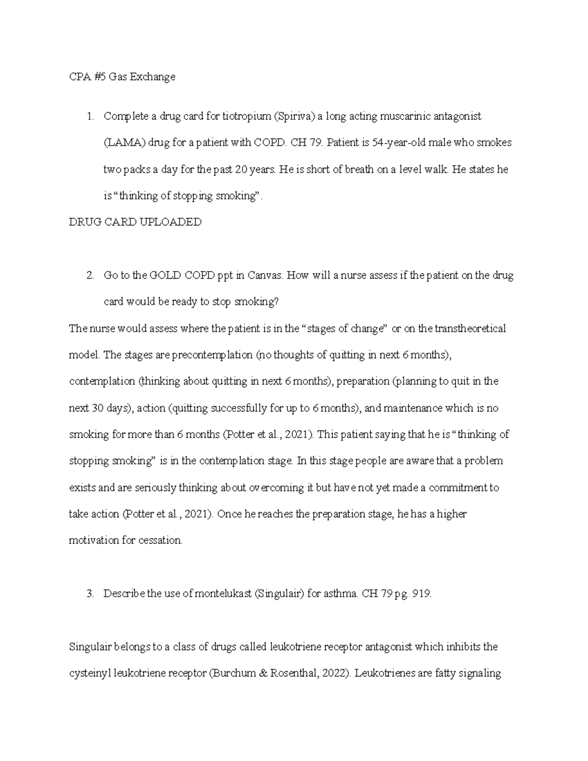 NMNC-1230-CPA #5 Gas Exchange - CPA #5 Gas Exchange 1. Complete a drug ...