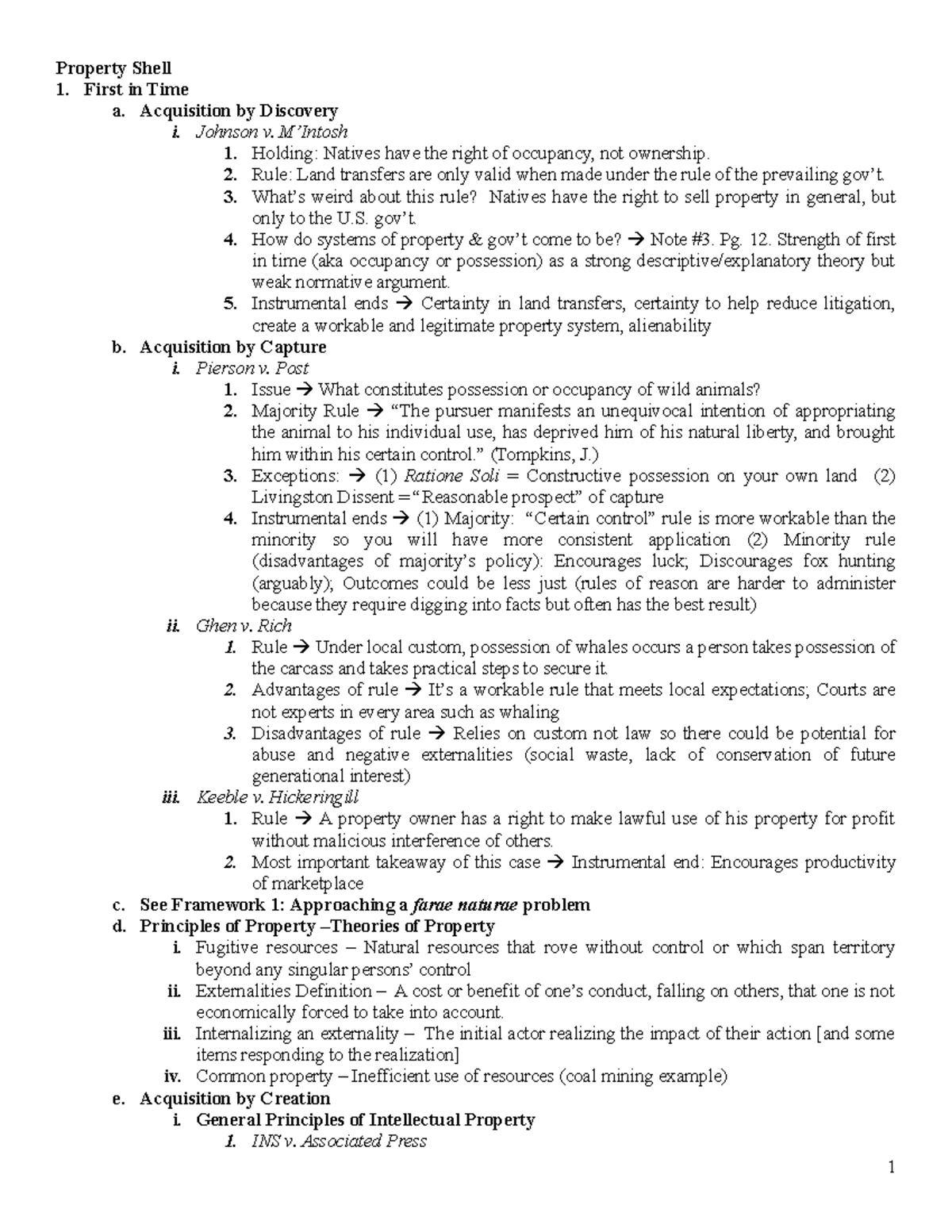 Full Property Shell TF - Property Shell 1. First in Time a. Acquisition ...