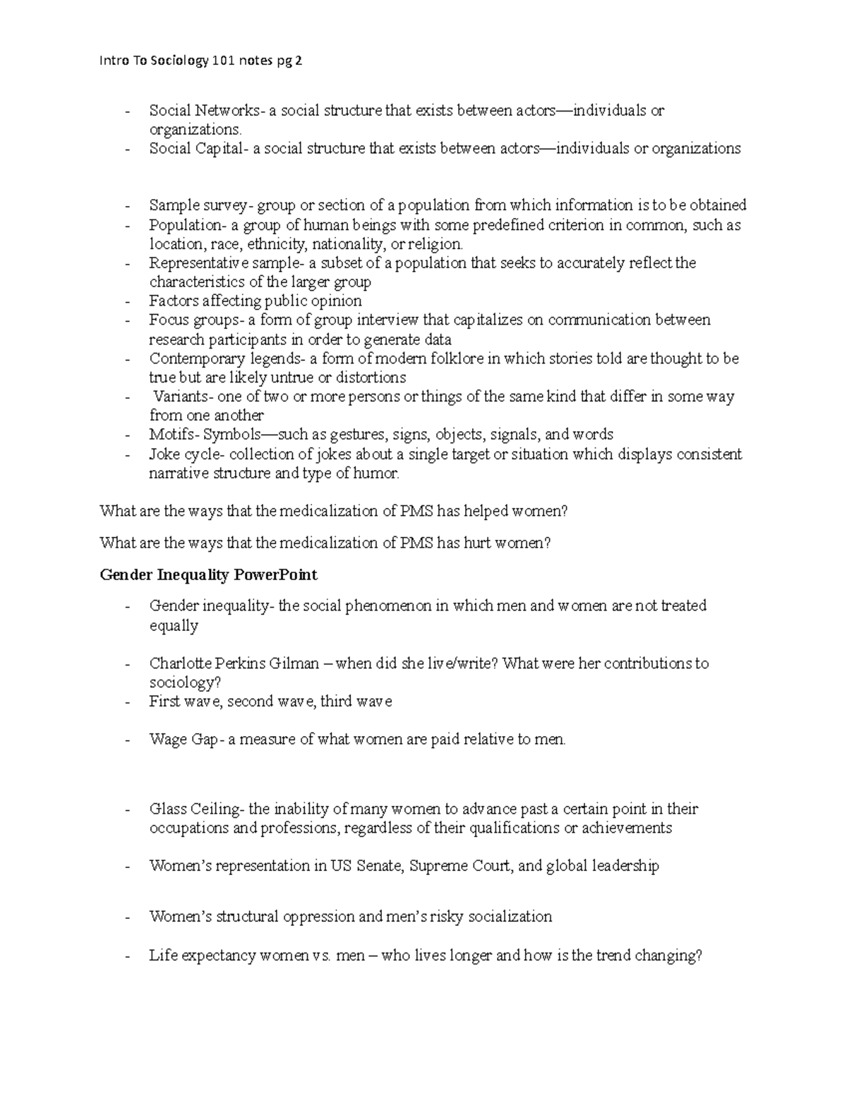 Intro to sociology 101 notes pg 2 - Intro To Sociology 101 notes pg 2 ...