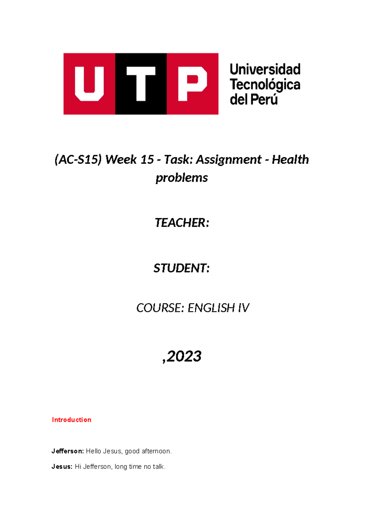 WEEK 15 Ingles - PRACTICA SEMANA 15 - Inglés para la Traducción IV ...