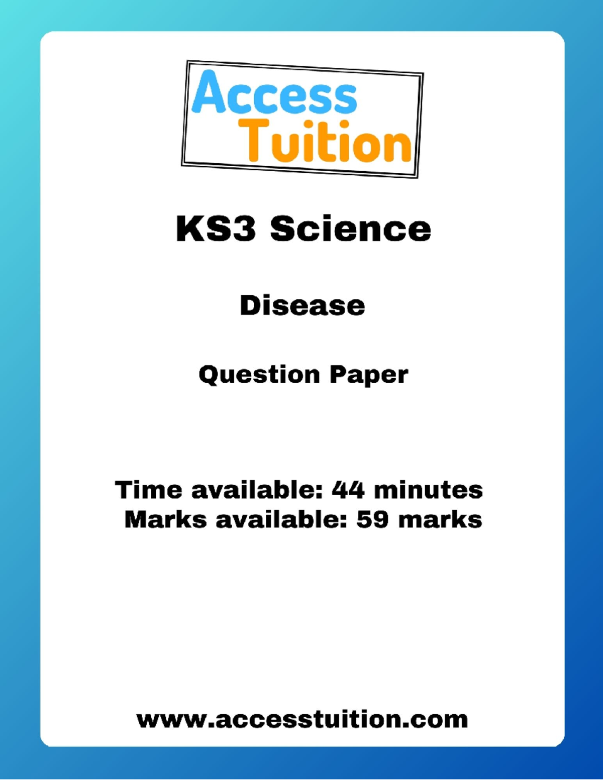 KS3-Disease-QP - Test - KS3 Disease Question Paper Name ...