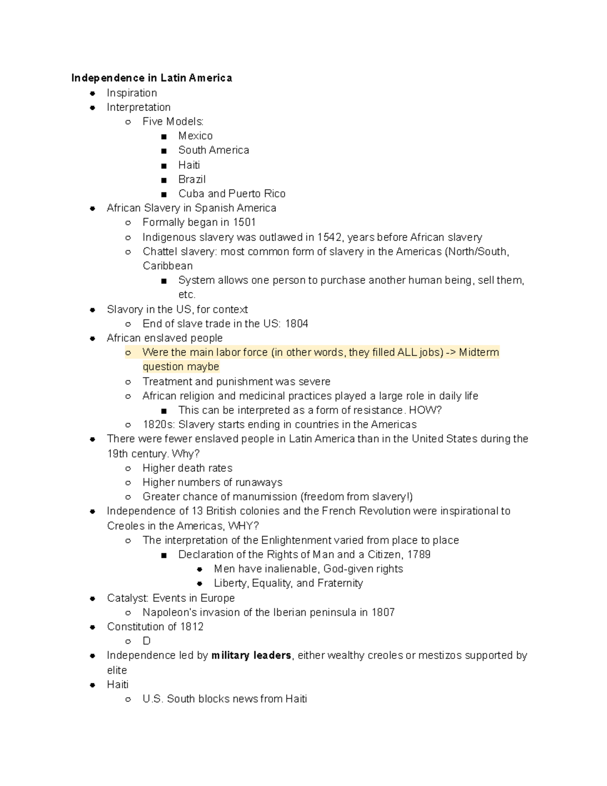 Latin American History Notes Pt 2 - Independence in Latin America ...