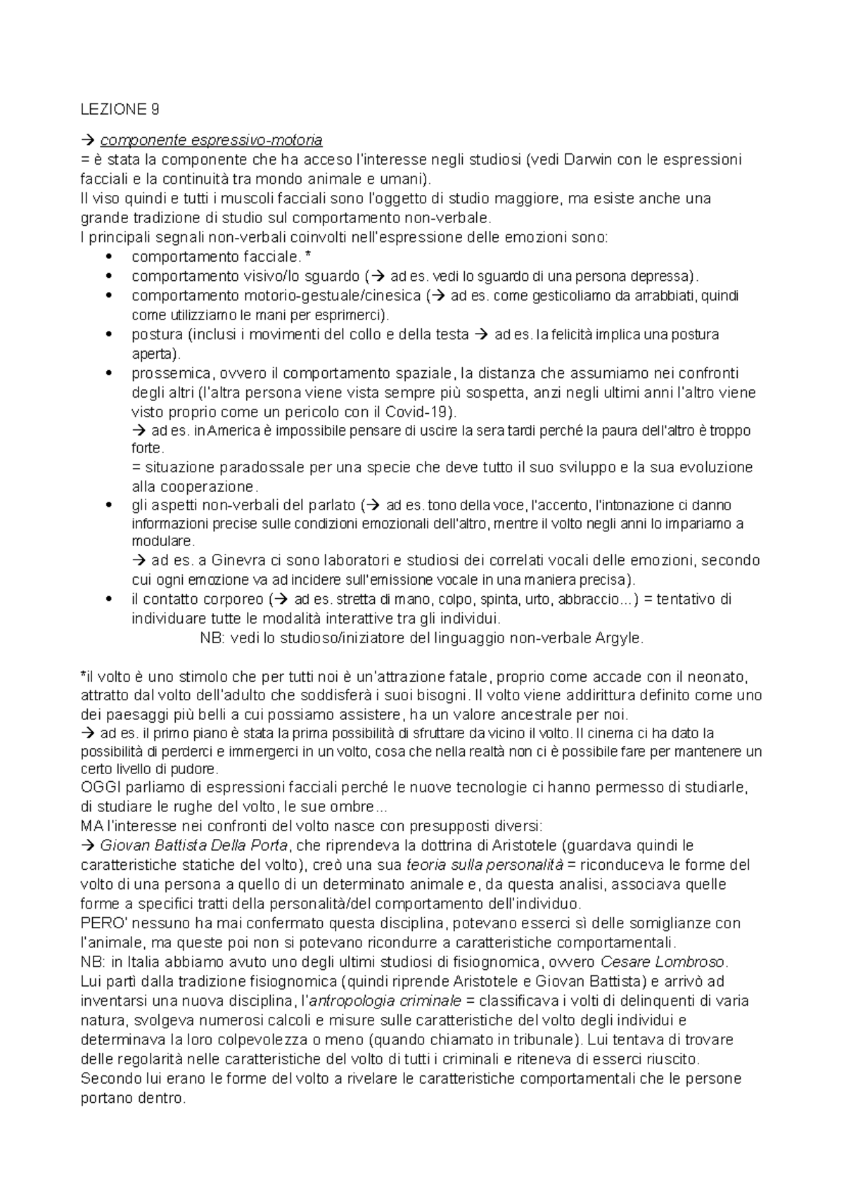 Psicologia Delle Emozioni - riassunto lezione 9 - LEZIONE 9 componente ...