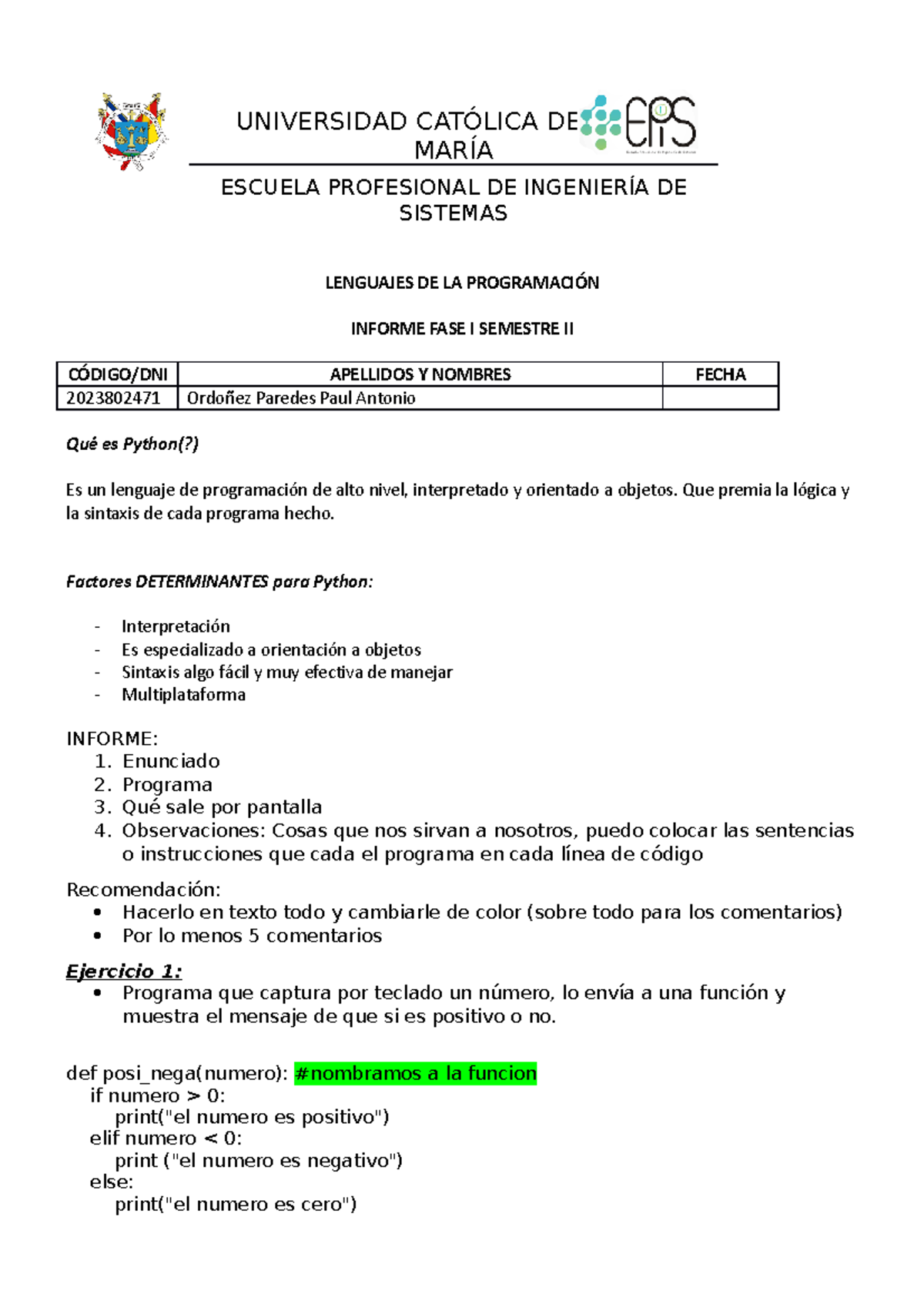 Informe prácticas Lenguajes de la programación primera fase ...
