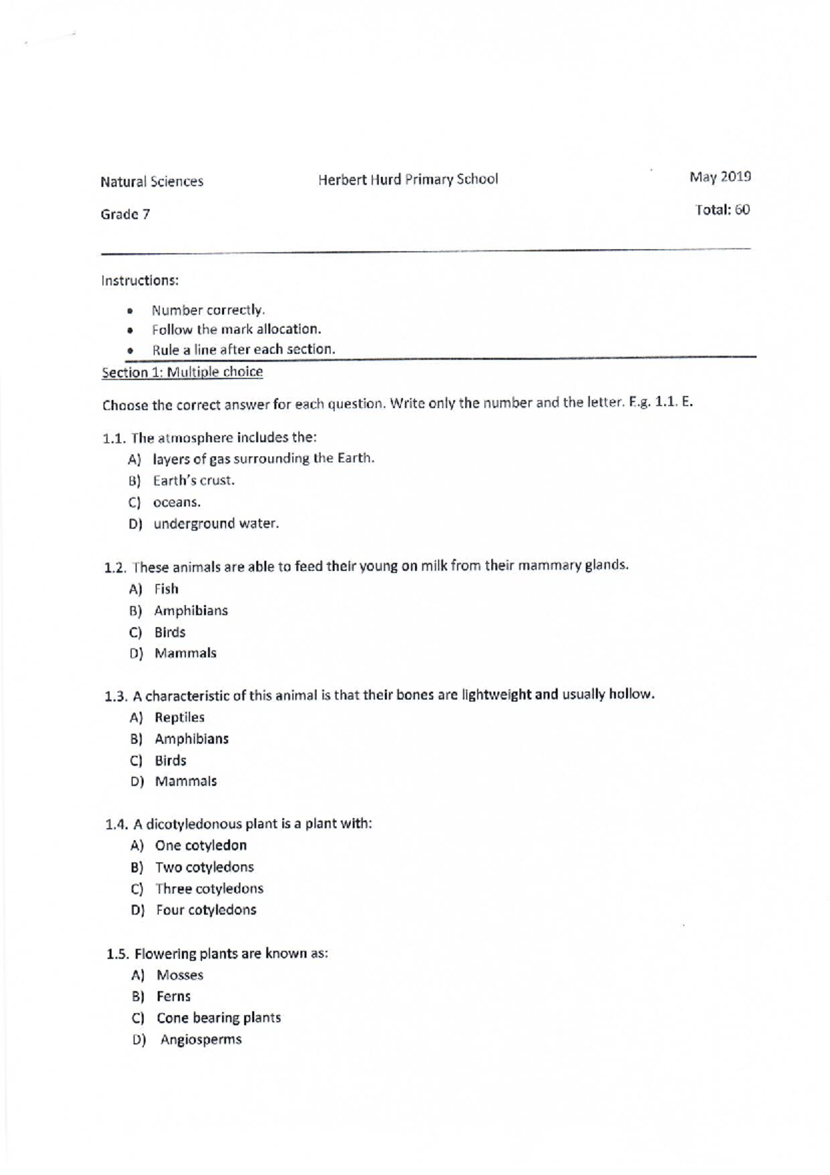 Gr 7 nat science June 2019 - Natural Sciences Herbert Hurd Primary ...