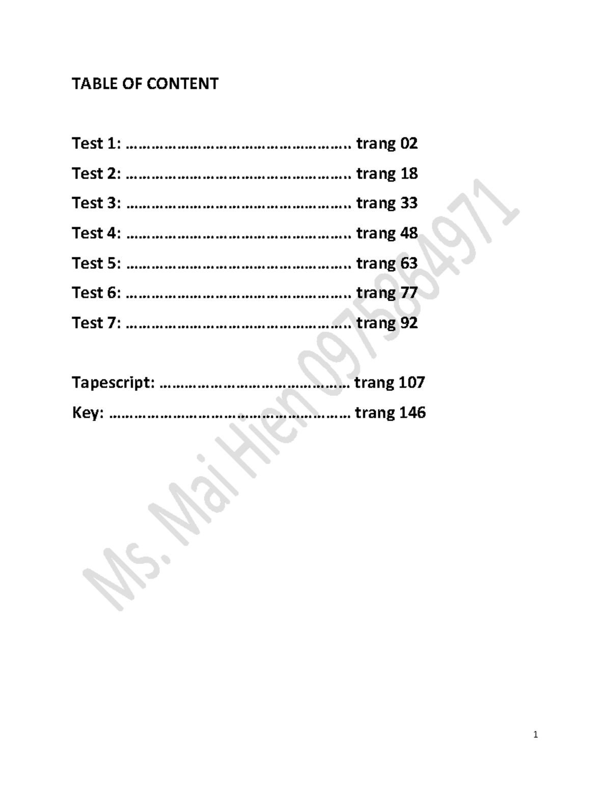 7 Vstep TEST - TABLE OF CONTENT Test 1: - Studocu