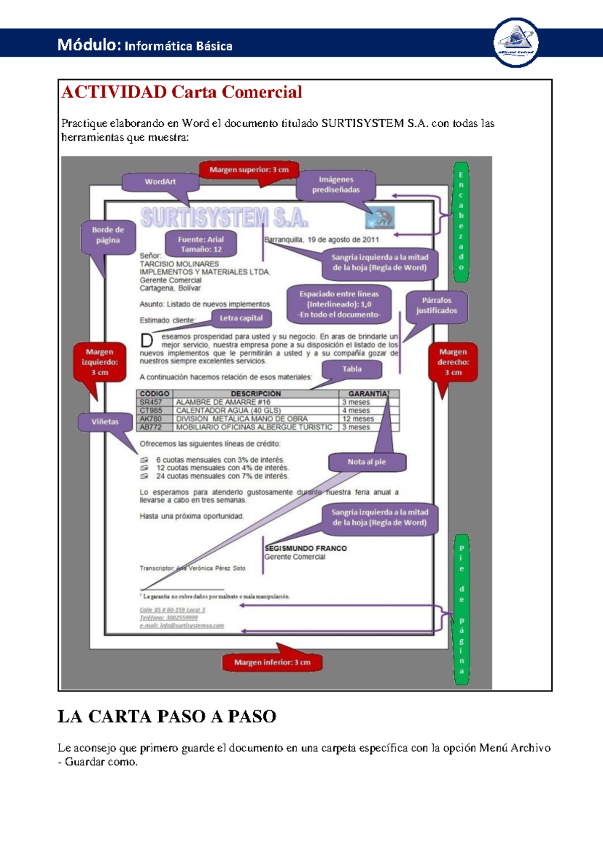 Actividad Carta Comercial - ACTIVIDAD Carta Comercial Practique ...