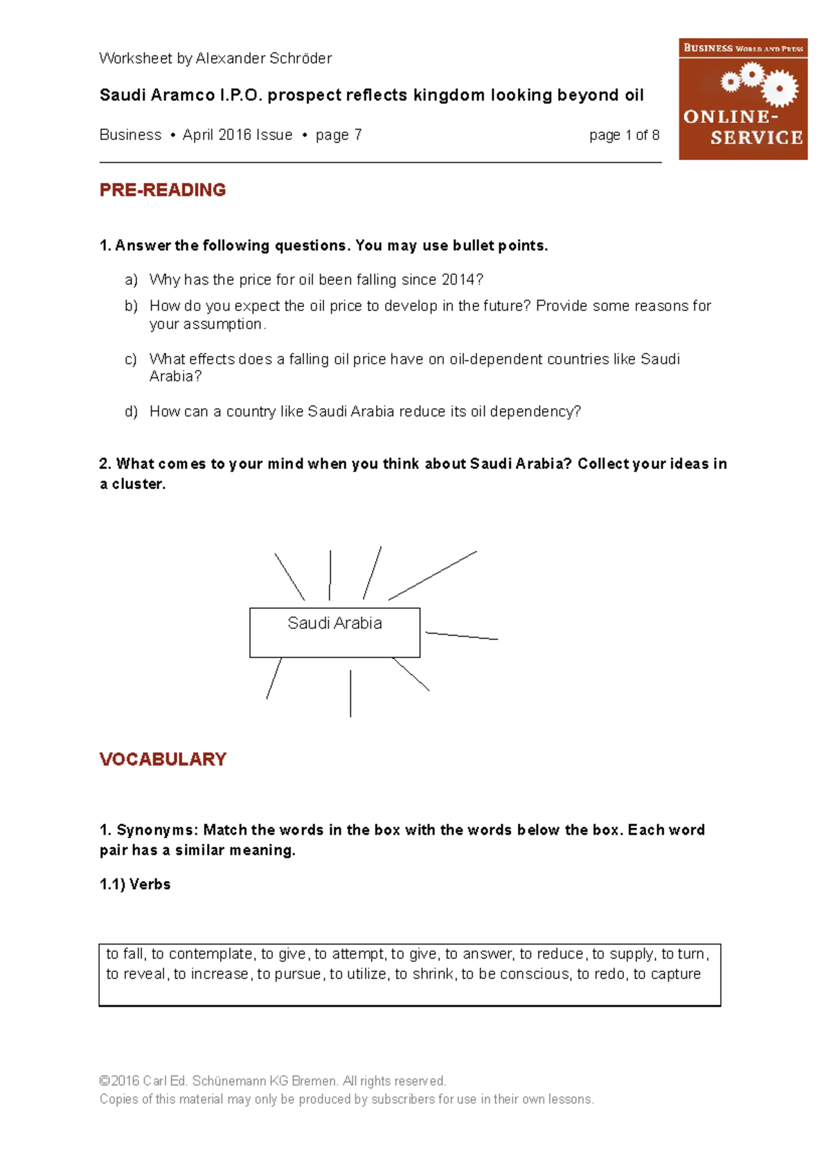 10 WS + Key Saudi Aramco I.P.O. Prospect - Worksheet by Alexander ...