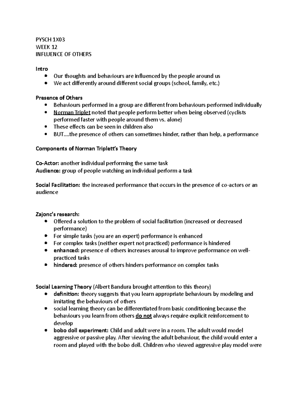 WEEK12 Influence Others - PYSCH 1X WEEK 12 INFLUENCE OF OTHERS Intro ...