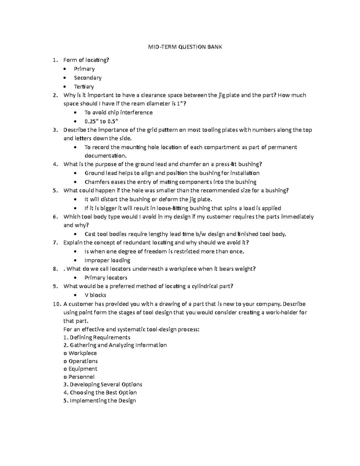 JIGS Questions ^0 Answers - MID-TERM QUESTION BANK Form of locating ...