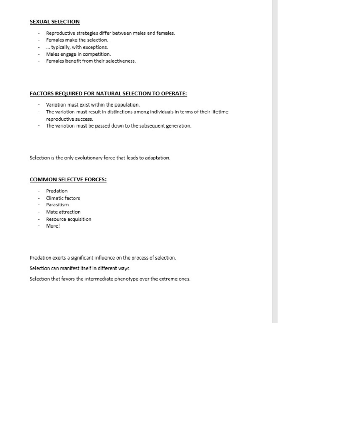 2nd page of Lecture 8-Introduction to Evolutionary Biology my own notes ...