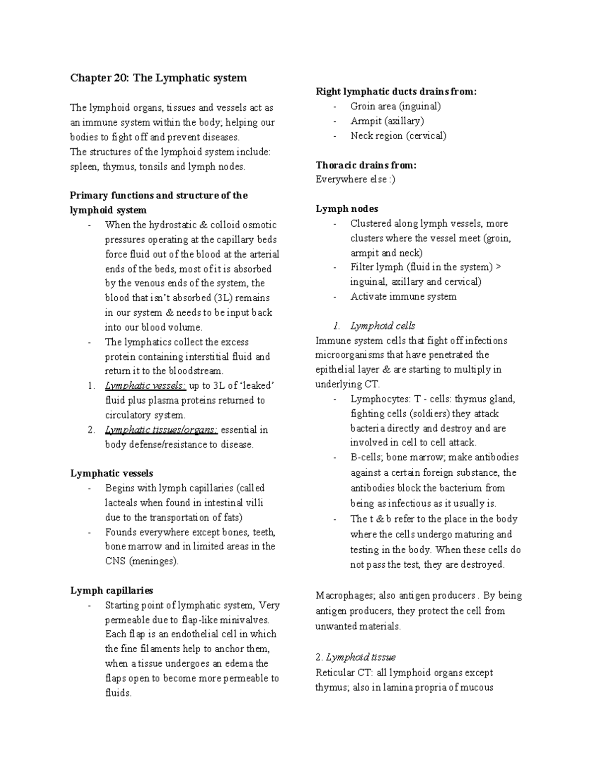 Chapter 20: The Lymphatic system - Chapter 20: The Lymphatic system The ...