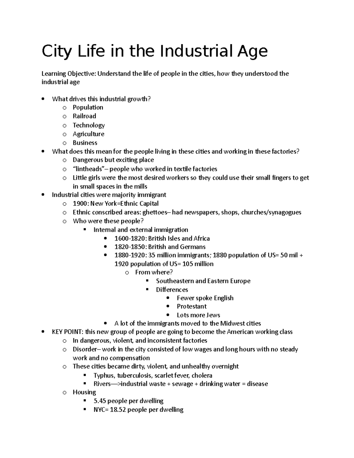 City Life in the Industrial Age - City Life in the Industrial Age ...
