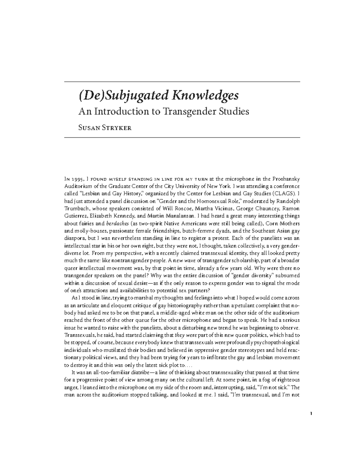 Stryker (DE) Subjugated Knowledges - 1 (De)Subjugated Knowledges An ...