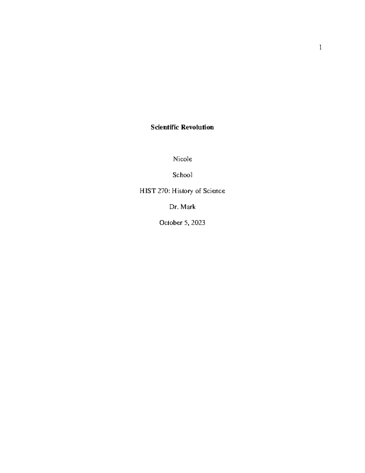 Compare Eras - Eras - Scientific Revolution Nicole School HIST 270 ...