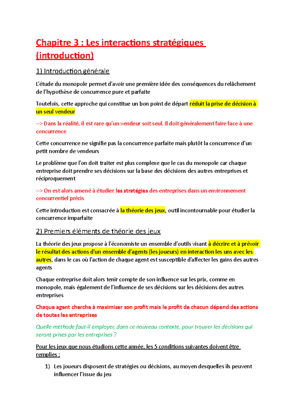 Chapitre 3 introduction - Chapitre 3 : Les interactions stratégiques (introduction) 1 ...