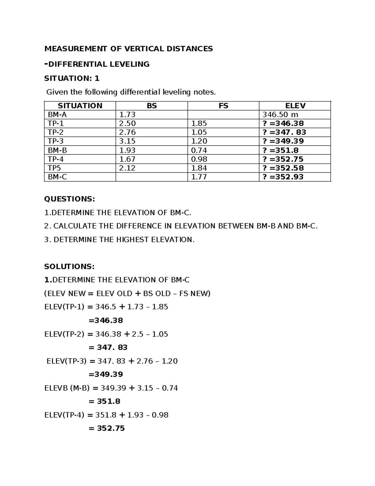 Fundamentals - MEASUREMENT OF VERTICAL DISTANCES - DIFFERENTIAL ...