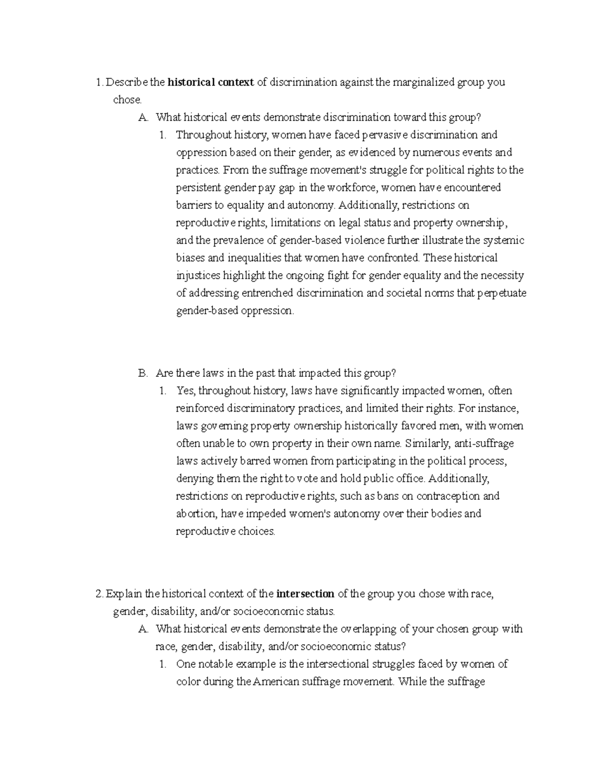 Mod 5 assignment - Describe the historical context of discrimination ...