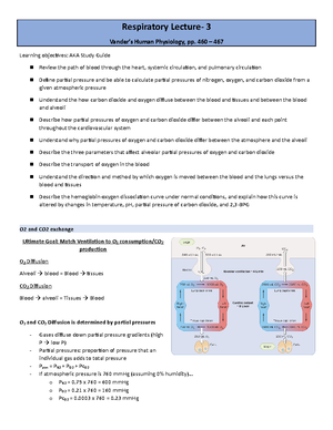 Patho- Cardio 1 - Cardiovascular System Lecture Notes 1 Vander’s Human ...