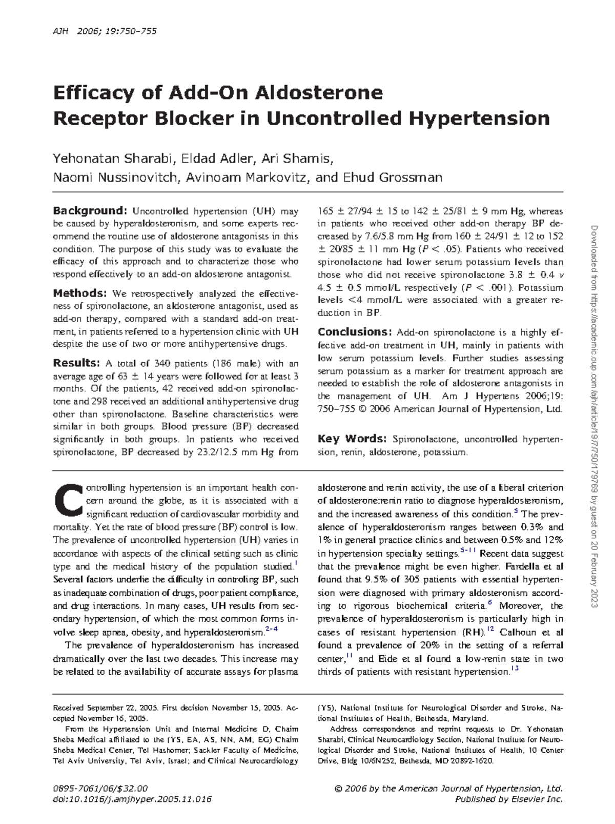 Efficacy of add-on aldosterone receptor blocker in uncontrolled ...